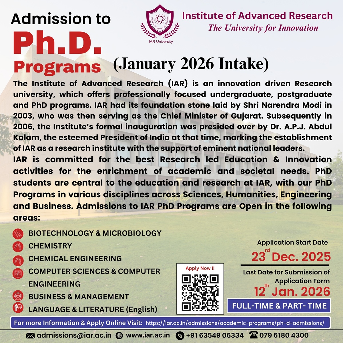 Institute of Advanced Research (IAR) is a UGC Approved, Innovative ...